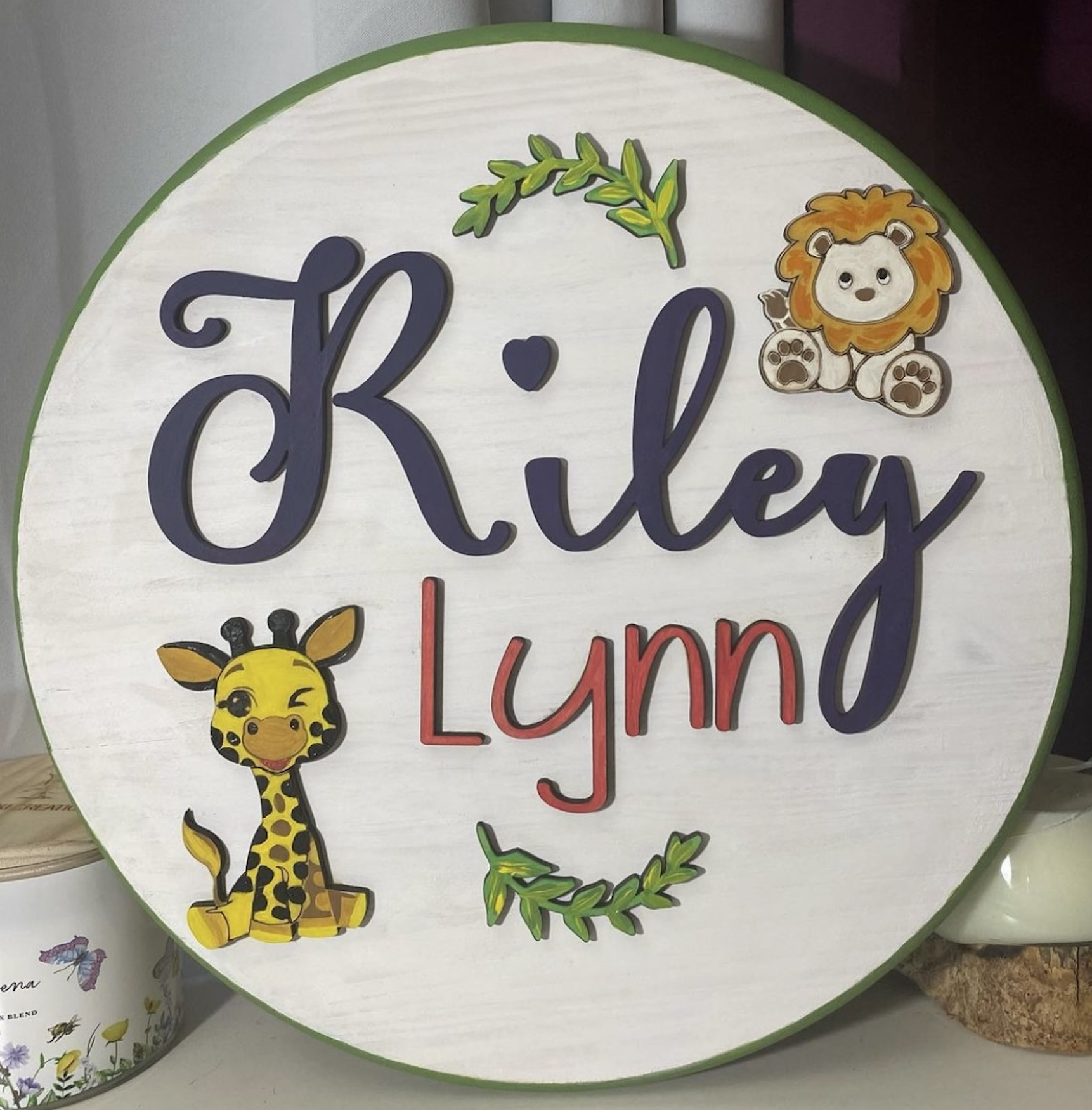 Nursery/Child's Sign 18" Round 1" thick - ArtVicki Creations